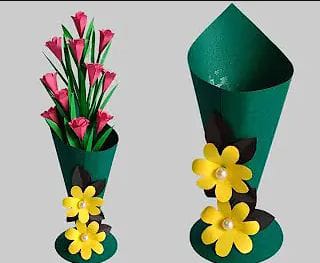 How to Make a Beautiful Paper Flower Vase with Easy Steps - DIY Craft ...
