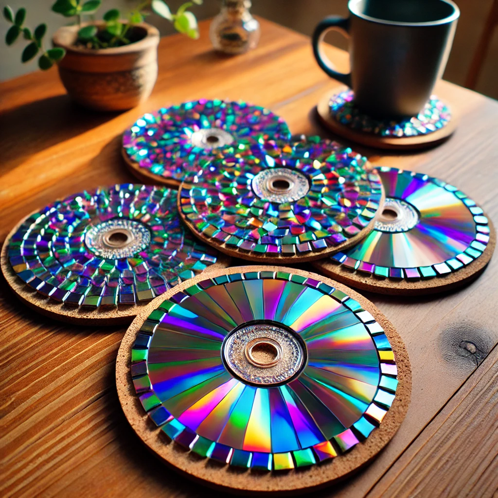 Upcycled CD Mosaic Coasters: A DIY Sustainable Craft - Creators Insight